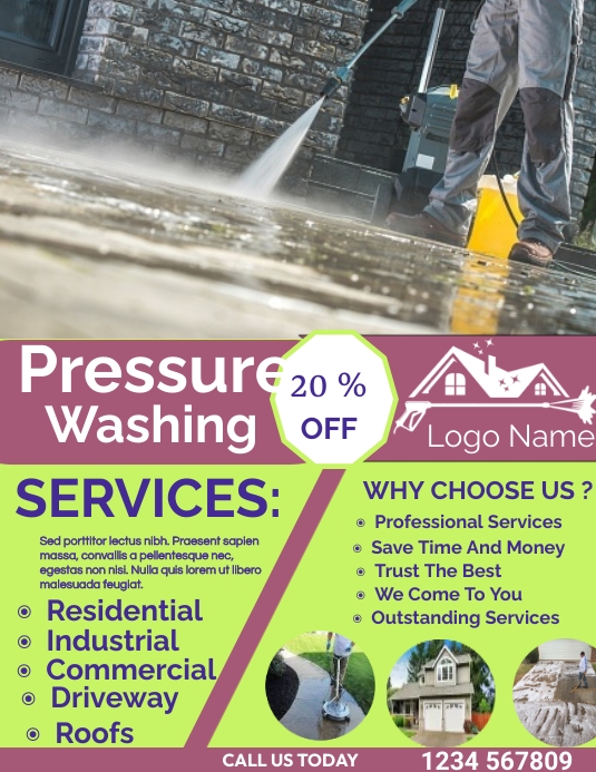 pressure washing services flyer Template | PosterMyWall