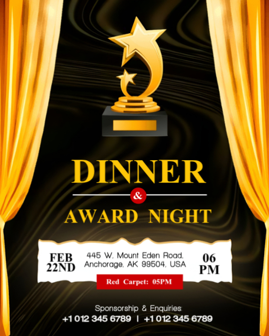 Prestigious Gold Star "Dinner & Award Night" Gala Flyer Template ...