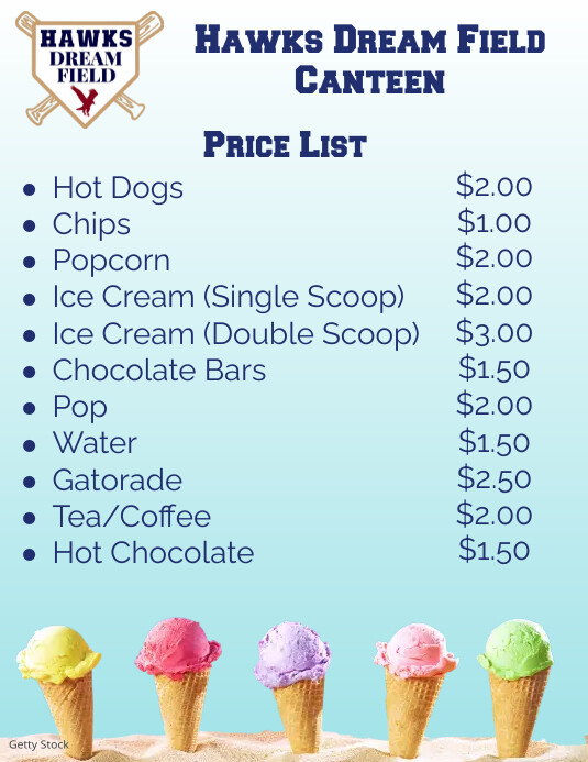 Copy of Price List Canteen (US Letter) | PosterMyWall