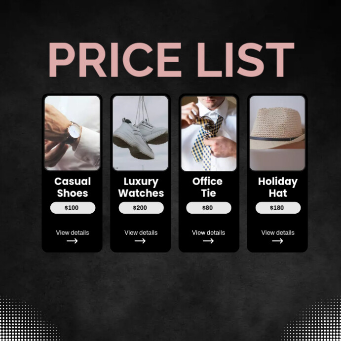 PRICE LIST Template | PosterMyWall