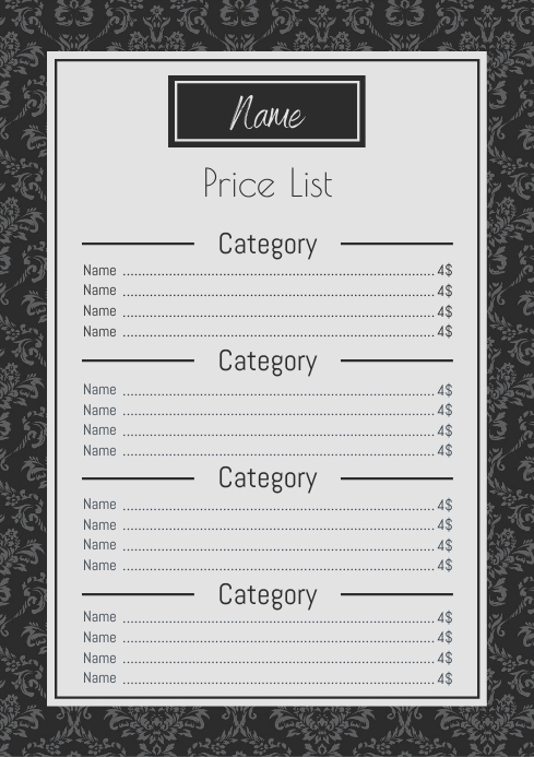 Price List Template | PosterMyWall