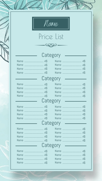 Price List Tariff Template | PosterMyWall