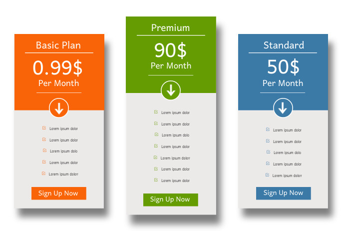 Pricing table chart template design. | PosterMyWall