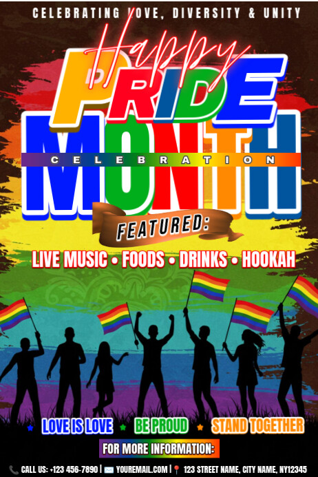 Pride Month Celebration Poster – Grunge & Modern Style Template ...