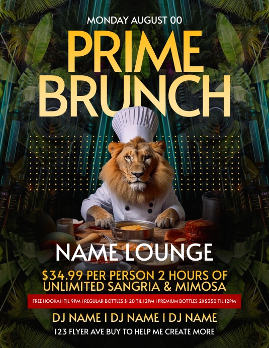 PRIME BRUNCH FLYER Templat | PosterMyWall