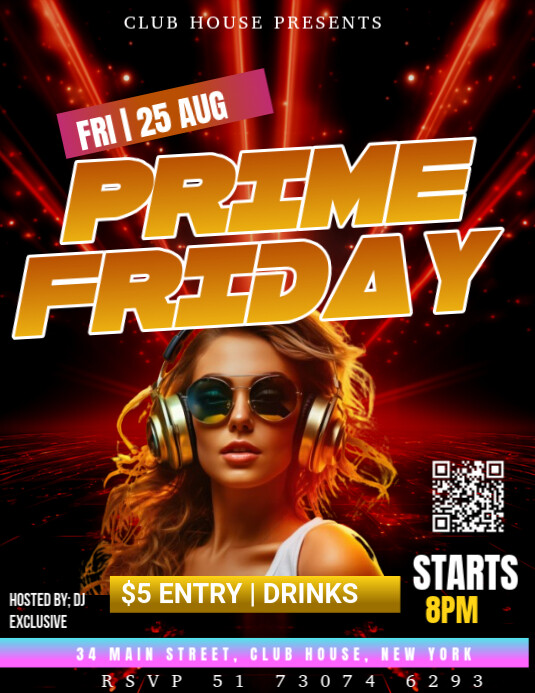 prime Friday night party Template | PosterMyWall
