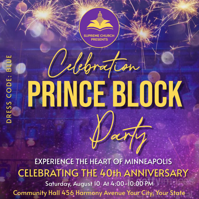 Copy of Prince Celebration Block Party 40th Anniversa | PosterMyWall