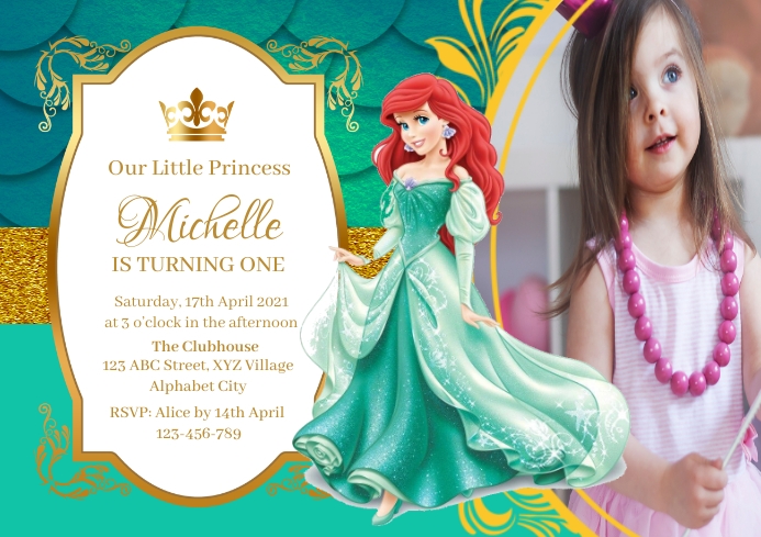 Copia de Princess Ariel Birthday Invitation | PosterMyWall