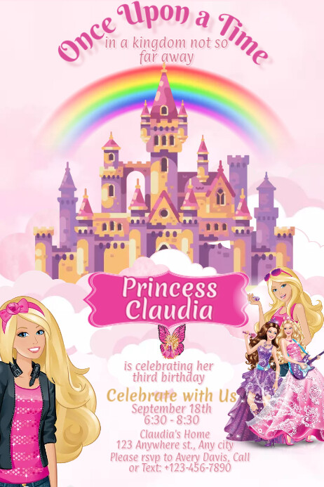 Princess Birthday Flyer, Barbies Birthday Template | PosterMyWall