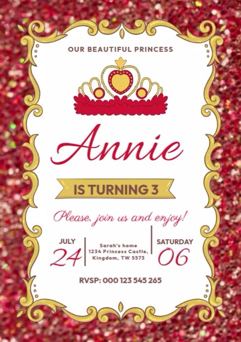 Princess Birthday Invitation Template | PosterMyWall