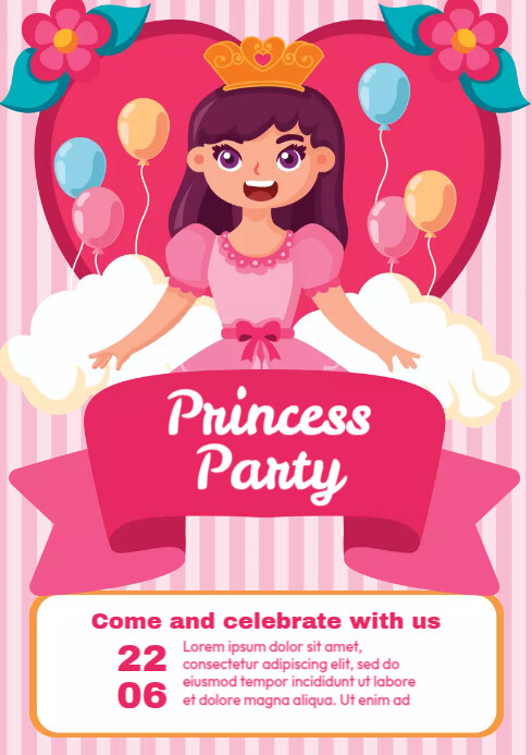 Princess Birthday Invitation Layout Template | PosterMyWall
