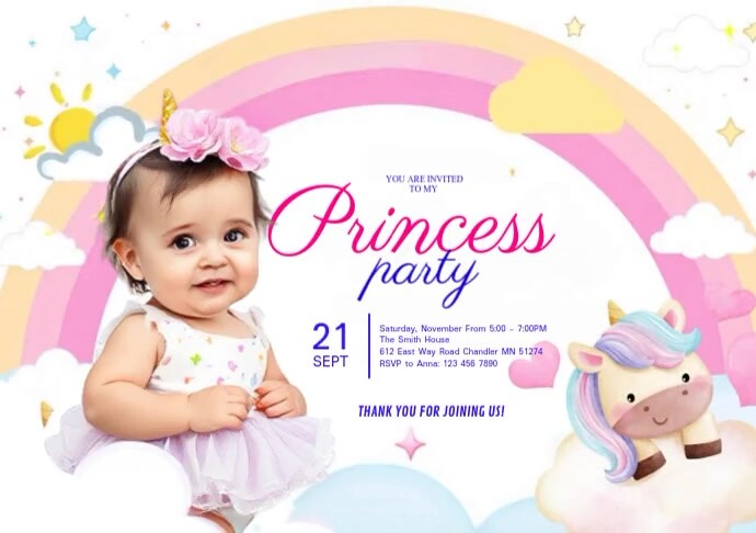 Princess Birthday Layout Theme Templat | PosterMyWall