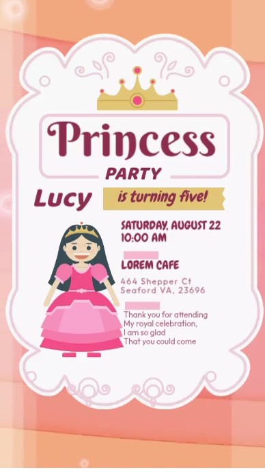 Princess Birthday Party Invitation Flyer Template | PosterMyWall