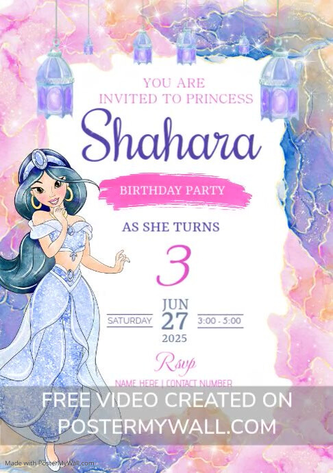 Princess Jasmine Template | PosterMyWall
