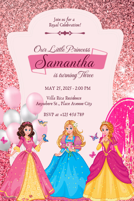 Princess Theme Birthday Invitation Template | PosterMyWall