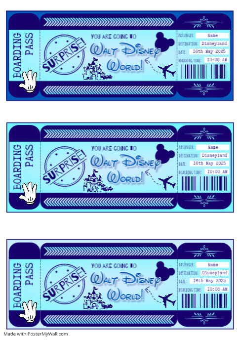 Modèle Printabel Disneyland Boarding Pass Ticket | PosterMyWall