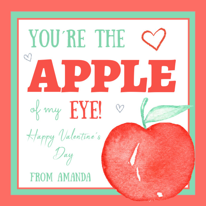Printable Applesauce pouch valentine tag Template | PosterMyWall