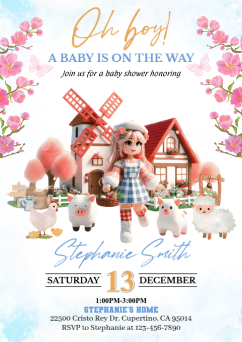 Printable Baby Shower Invite A6 Template | PosterMyWall