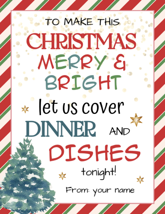 Printable Christmas Dinner Dishes Gift Tag, Christmas Dinner Gift Tag ...