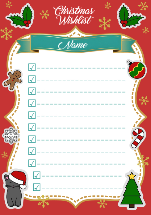Printable Christmas Wishlist Template Design Download | PosterMyWall