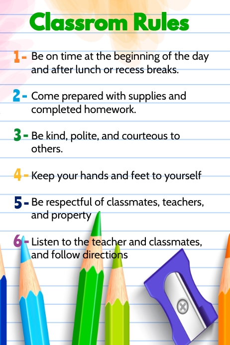 Copy of Printable Classroom Rules For Middle School | PosterMyWall