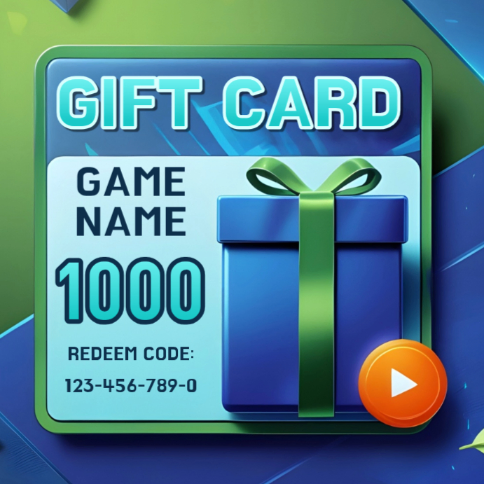 Printable Computer Game Redeem Code Gift Card Template Design Download ...
