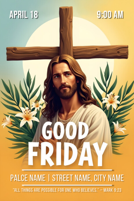 Printable Easter Good Friday Poster Flyer Template | PosterMyWall