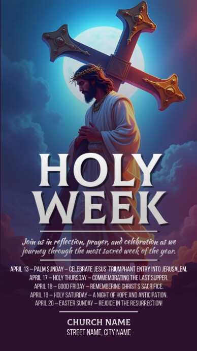 Plantilla de Printable Easter Holy Week Poster Flyer Template Design ...