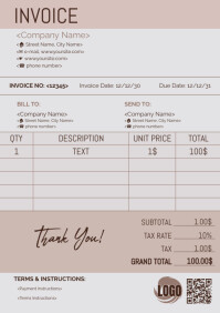 Printable Free Invoice Template Pastel Pink | PosterMyWall