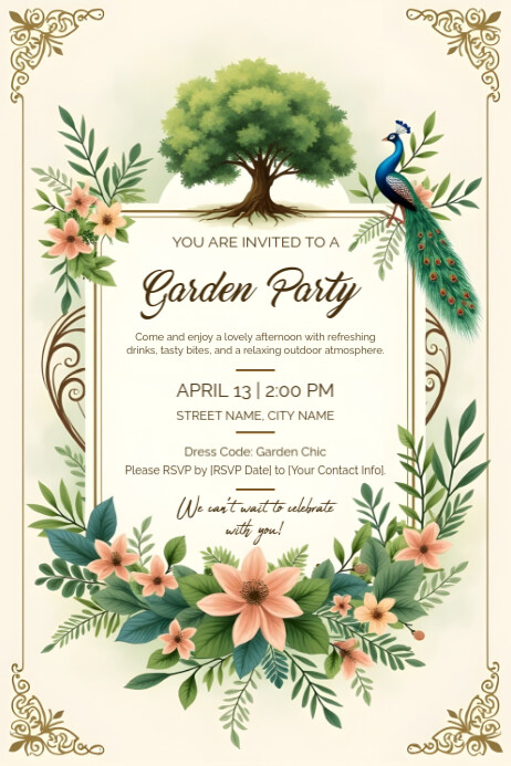 Printable Garden Party Invitation Template | PosterMyWall