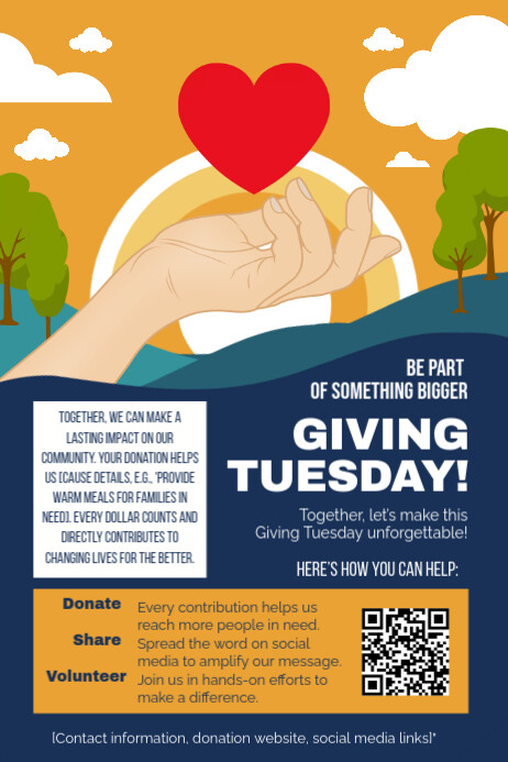 Printable Giving Tuesday Poster Flyer Ad Template Design | PosterMyWall