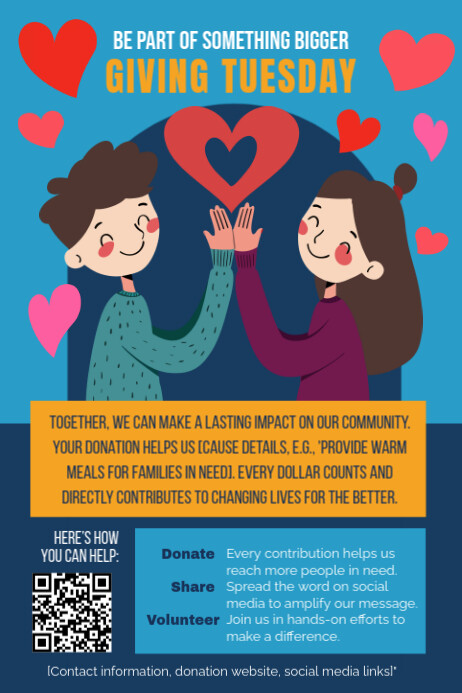 Printable Giving Tuesday Poster Flyer Ad Template Design | PosterMyWall