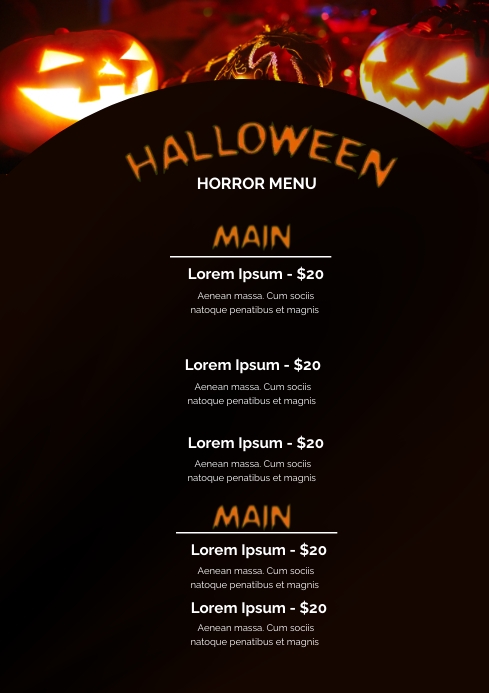printable Halloween menu template | PosterMyWall