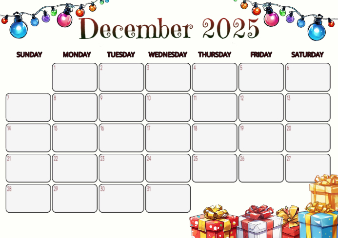 Printable Illustrative December 2024 Calendar A4 Template | PosterMyWall