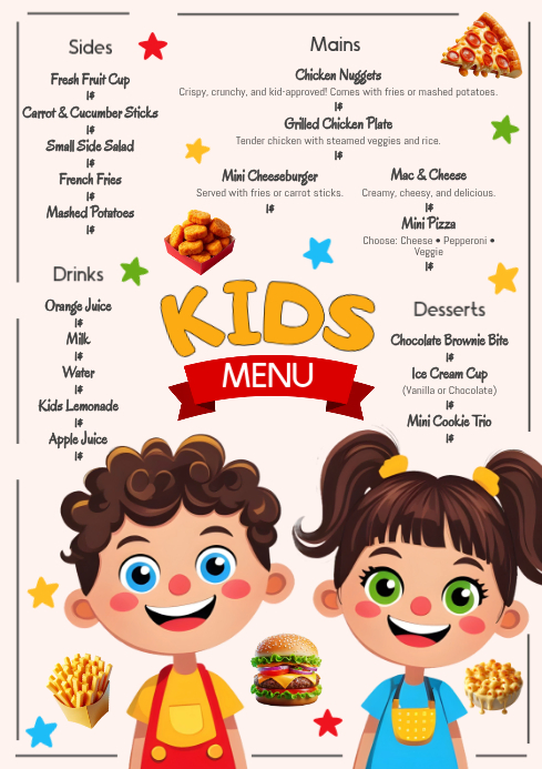 Printable Kids Menu Template Design Download | PosterMyWall