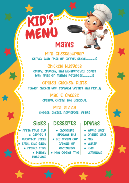 Printable Kids Menu Template Design Download | PosterMyWall