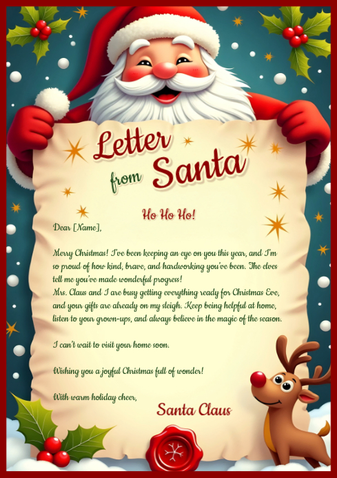 Printable Letter from Santa Claus Template Design Download | PosterMyWall