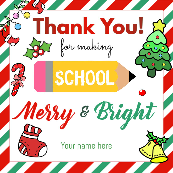 Copy of Printable Merry and Bright Teacher Christmas Tag | PosterMyWall