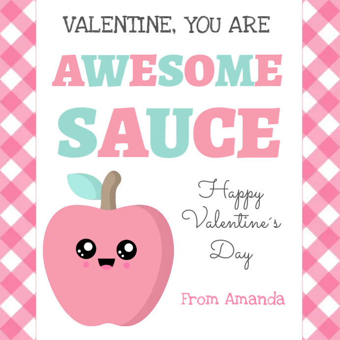 PRINTABLE Personalized Applesauce Valentines, Valentine Tags for ...