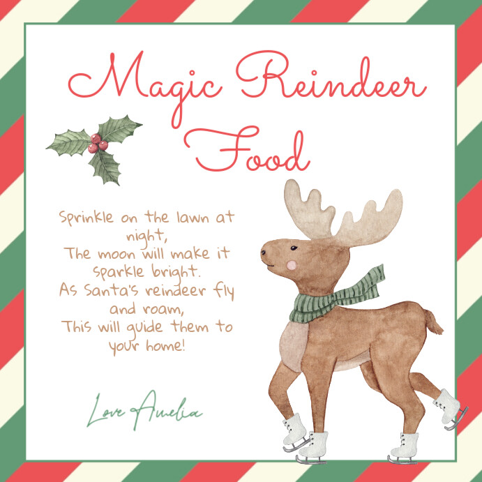 Printable Reindeer Food Tag Template | PosterMyWall