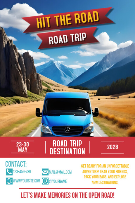 Copy of Printable Road Trip Flyer Poster Template Design- Free Download ...