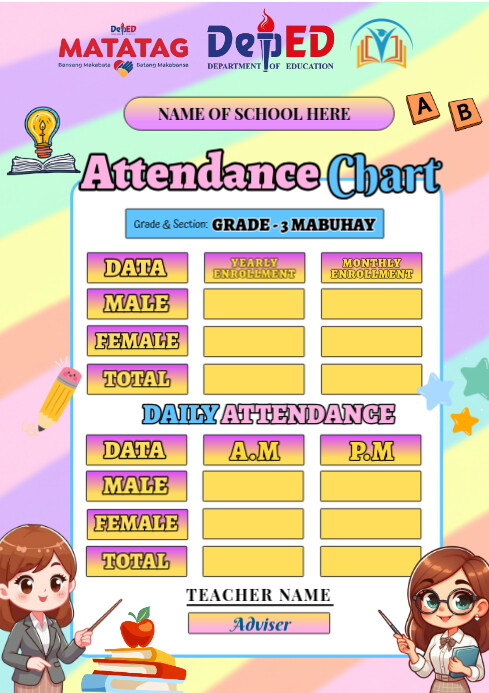 Copy of Printable School Attendance Chart for Teachers | PosterMyWall