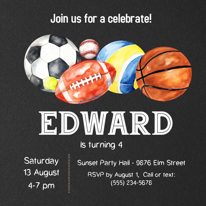 printable sports invitations Template | PosterMyWall