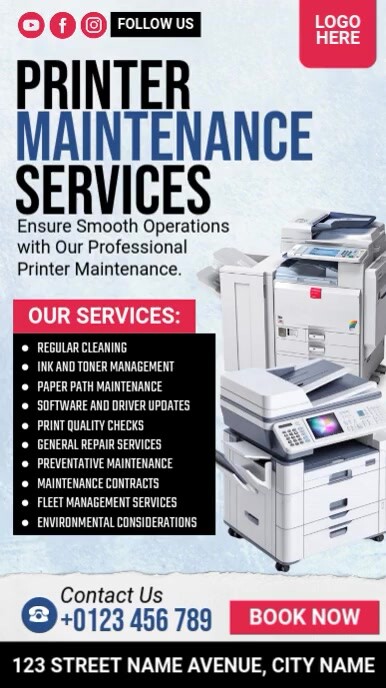 Printer Maintenance Services Template | PosterMyWall