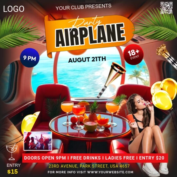Private jet party Template | PosterMyWall