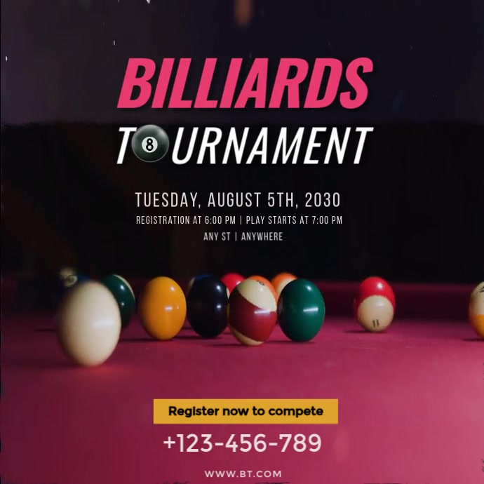 Copy of Pro Billiard Tournament Promo Video Template - Square Ad ...