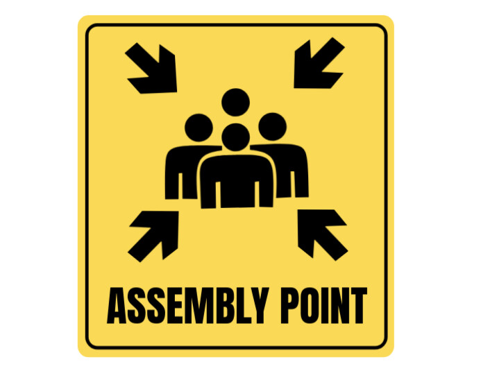 Profesional Assembly Point Sign Formal Pamflet (letter As) Template ...