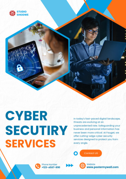 Profesional Cyber Security Services A4 Template | PosterMyWall