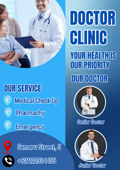 Profesional Doctor Clinic A4 Template | PosterMyWall