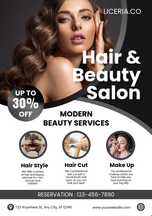 Profesional Hair And Beauty Salon A4 Template | PosterMyWall